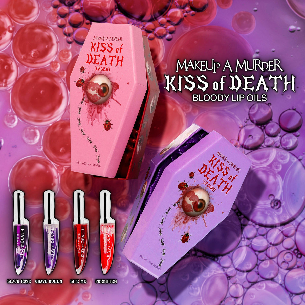KISS of DEATH Bloody Lip Oils Full Collection | All 4 Shades | Makeup A ...