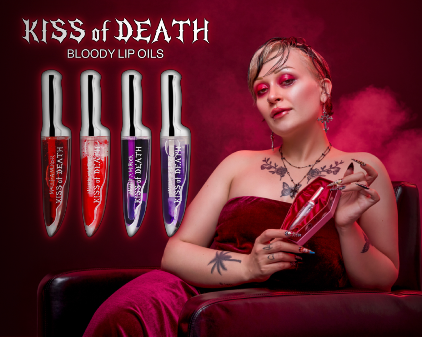 KISS of DEATH Bloody Lip Oils – Makeup A Murder, INC